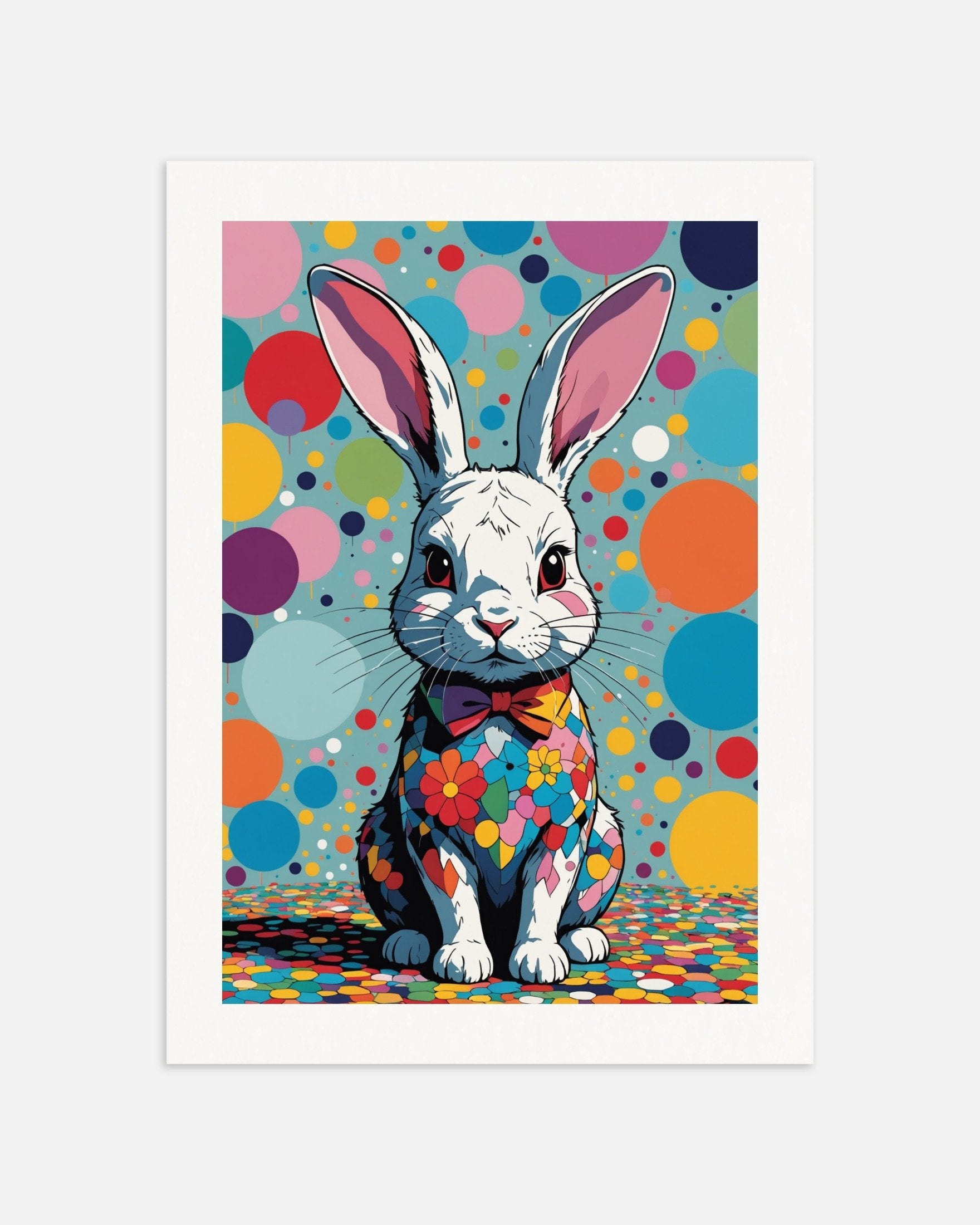 Poster coniglio, arte giapponese kawaii colorata | Posterscape.it